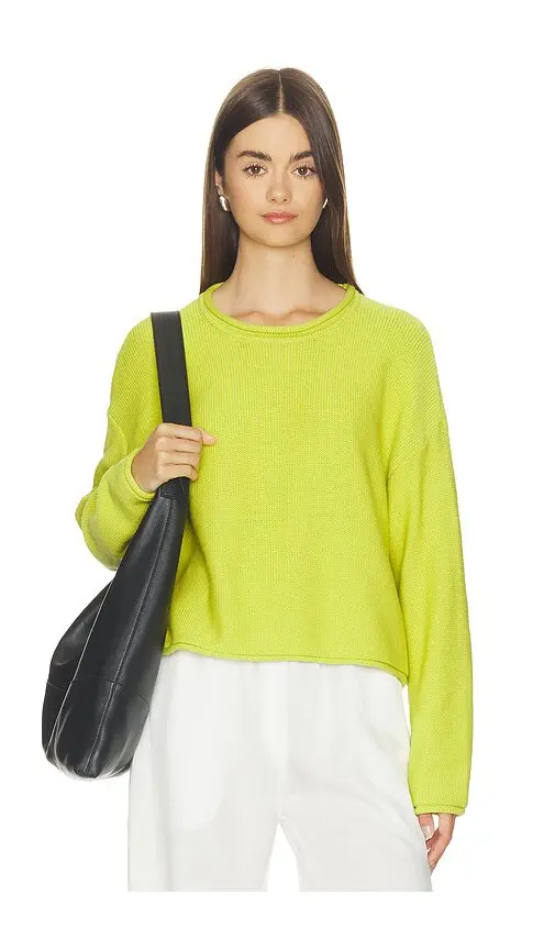LESET Mae Crewneck In Green - Chartreuse