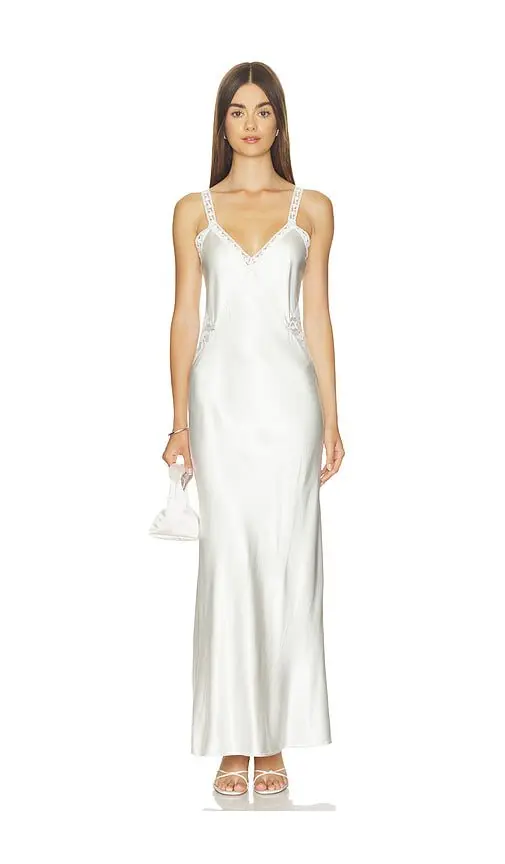 Generation Love Milena Lace Combo Liquid Satin Maxi Dress - White
