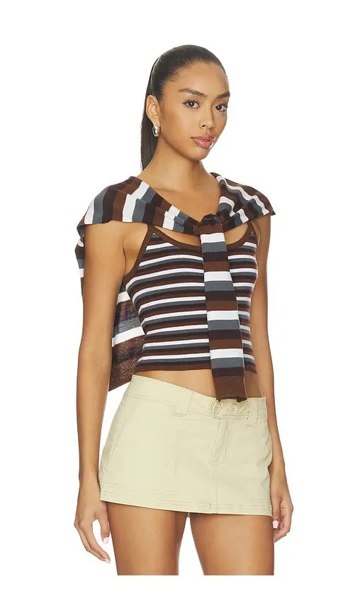 Monse Combo Stripe Cardigan Set In Brown