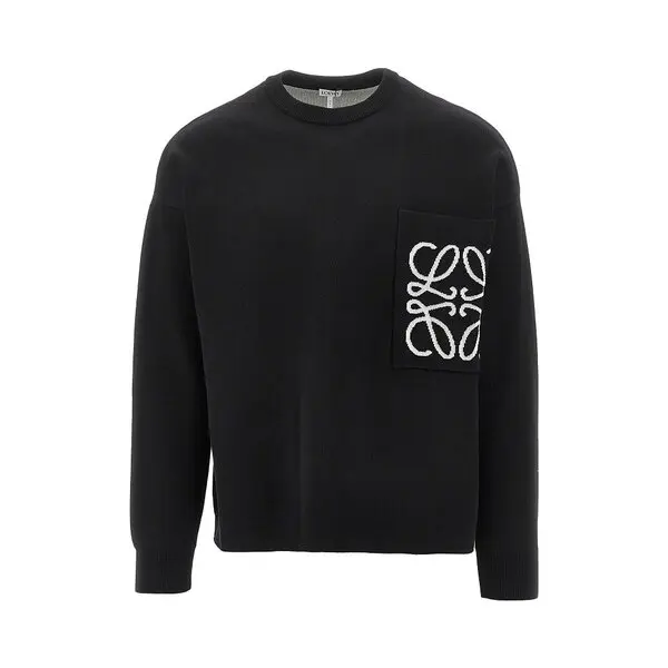 Loewe Anagram Pocket Cotton-blend Sweater - Black