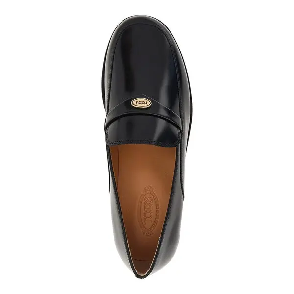 TOD'S Leather Loafers With Logo Medal