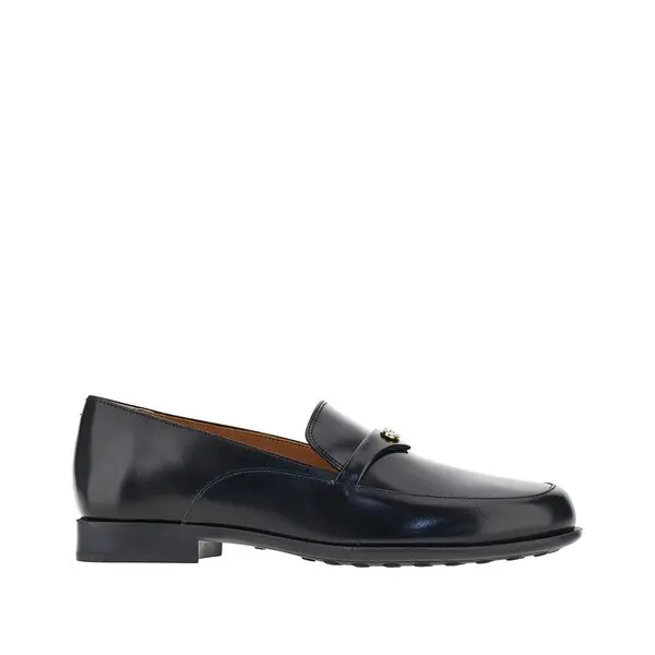 TOD'S Leather Loafers With Logo Medal - Black