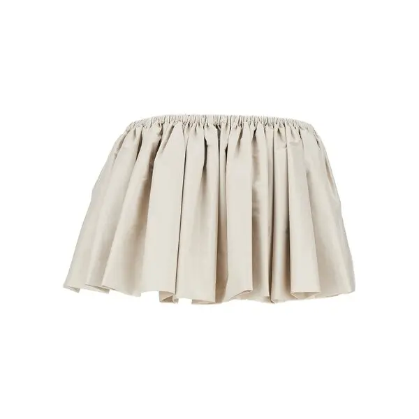 Miu Miu Mini Skirt With Logo Patch - Beige
