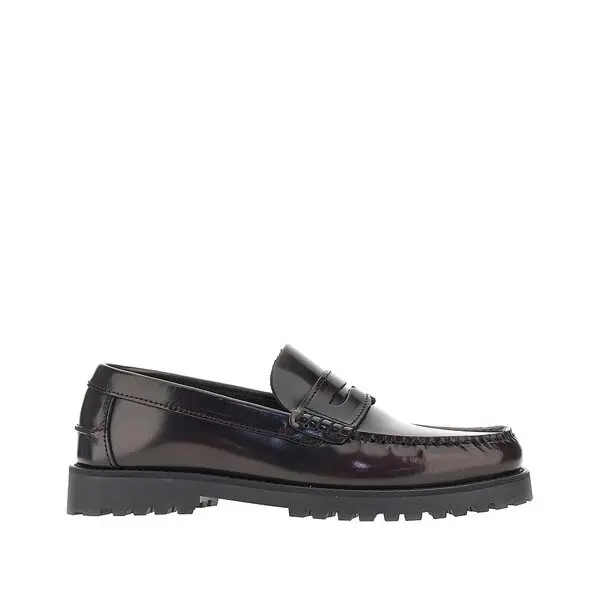 BIANCO Leather Loafers With Penny Band And Lug Sole - Red