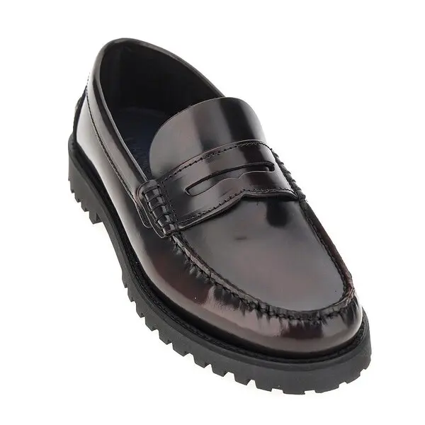 BIANCO Leather Loafers With Penny Band And Lug Sole