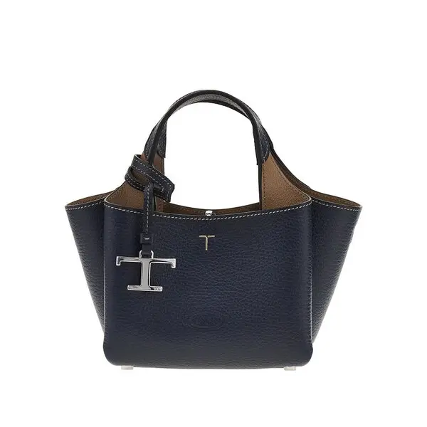 TOD'S Grained Leather Mini Shopping Bag - Blue