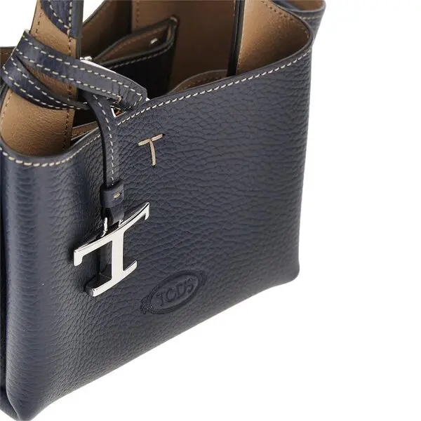 TOD'S Grained Leather Mini Shopping Bag - Blue