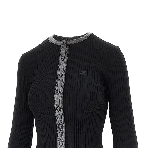 COURREGES Ribbed Cardiga With Vinyl Trimming