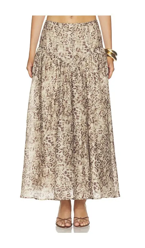 Bardot Hildie High Waisted Midi Skirt In Brown