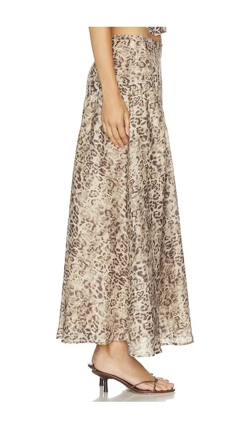 Bardot Hildie High Waisted Midi Skirt In Brown