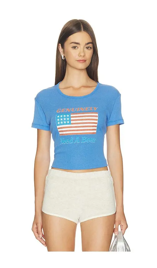 THE LAUNDRY ROOM Genuinely Need A Beer Baby Tee In Blue - Vintage Blue