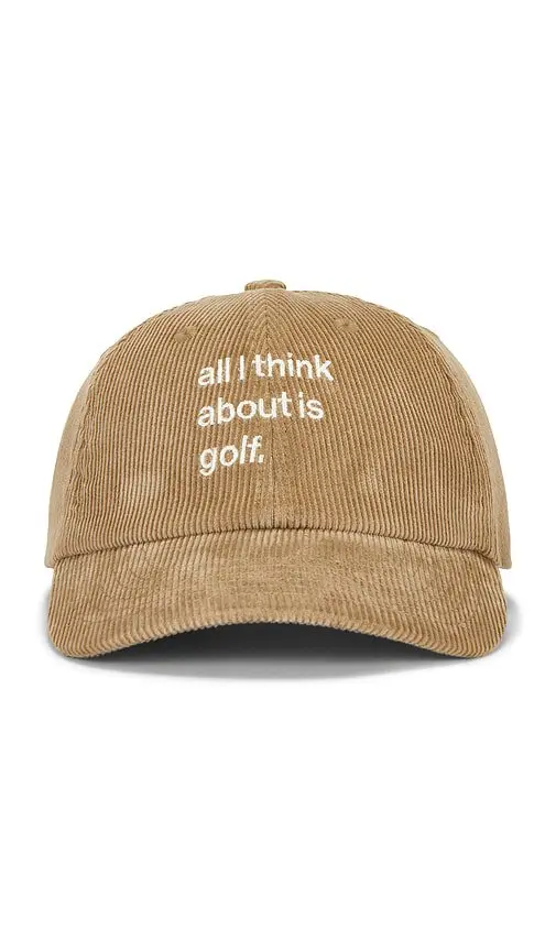 LEND I Think About Is Golf" Corduroy Baseball Cap - Beige