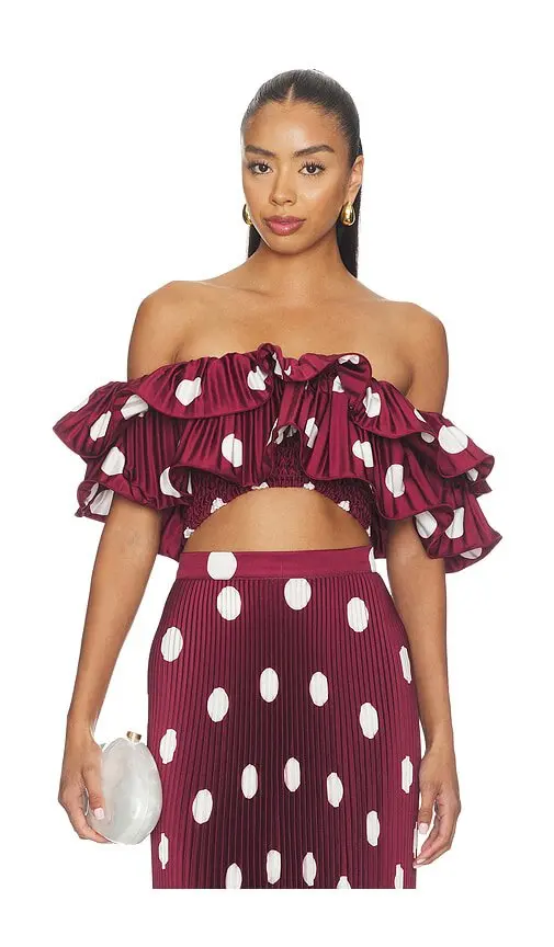 L'IDEE Debut Top With Ruffled Overlay