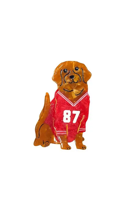 SOLAR ECLIPSE Hand-painted Football Dog Claw Clip - Red