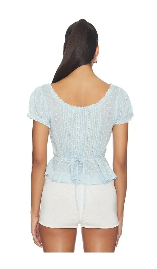 Rixo Sandi Eyelet Voile Top - Blue