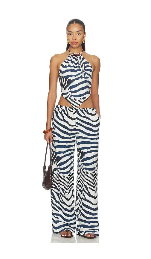 SEVEN WONDERS Sashia Handkerchief Halter Top Zebra Print