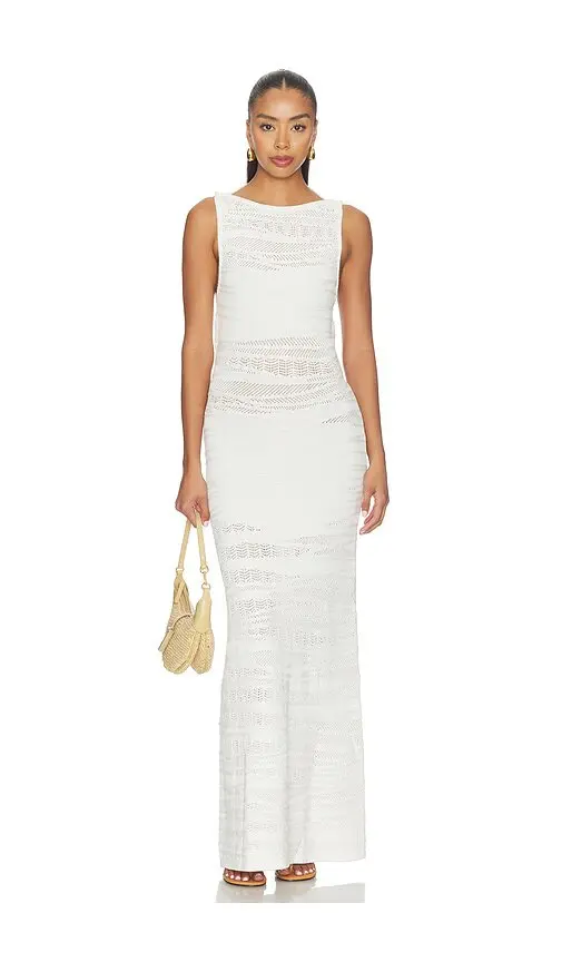 SEVEN WONDERS Wrenley Open Back Knit Maxi Dress - White