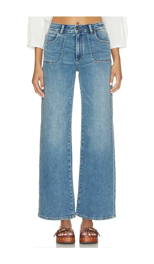 Paige Anessa Wide Leg Jeans With Rounded Stitch Pockets