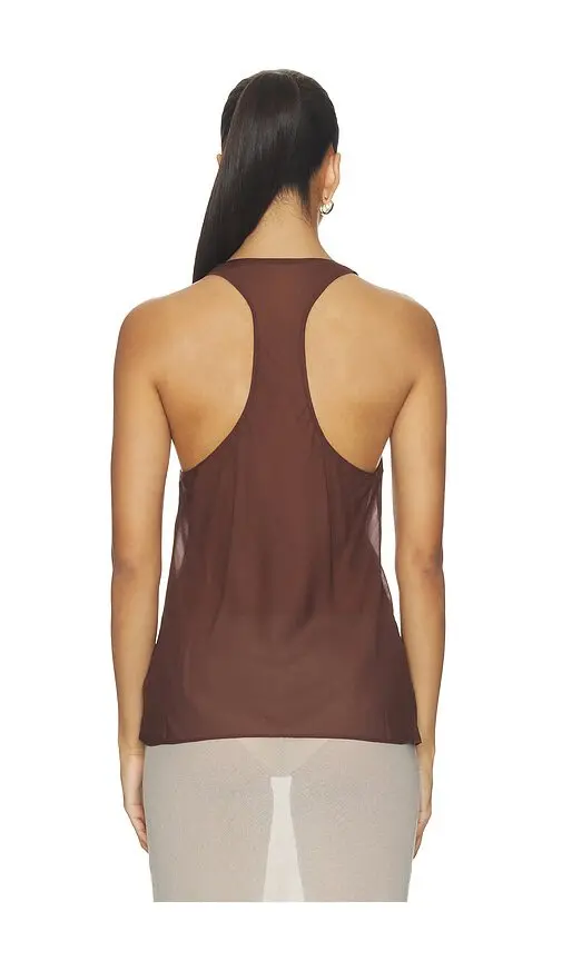 EAVES Vivian Sheer Chiffon Top - Chocolate