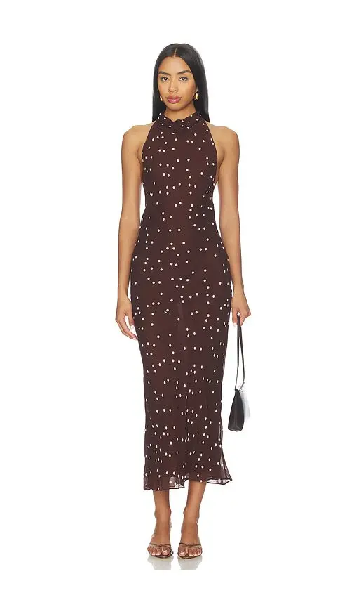 EAVES Halterneck Maxi Dress - Brown