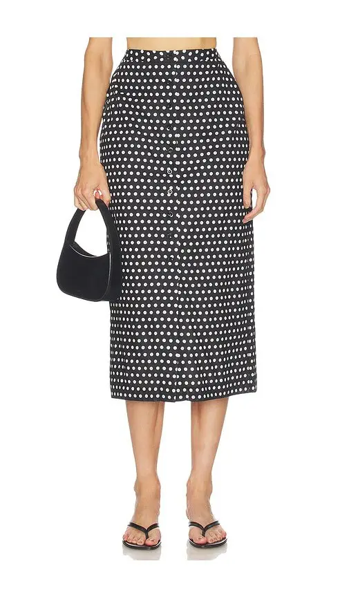 FRAME Polka Dot Midi Skirt
