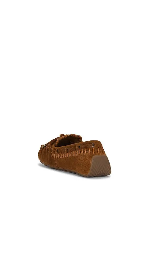 Free People Suede Moccasin With Leather Lace Detail