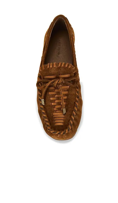 Free People Suede Moccasin With Leather Lace Detail