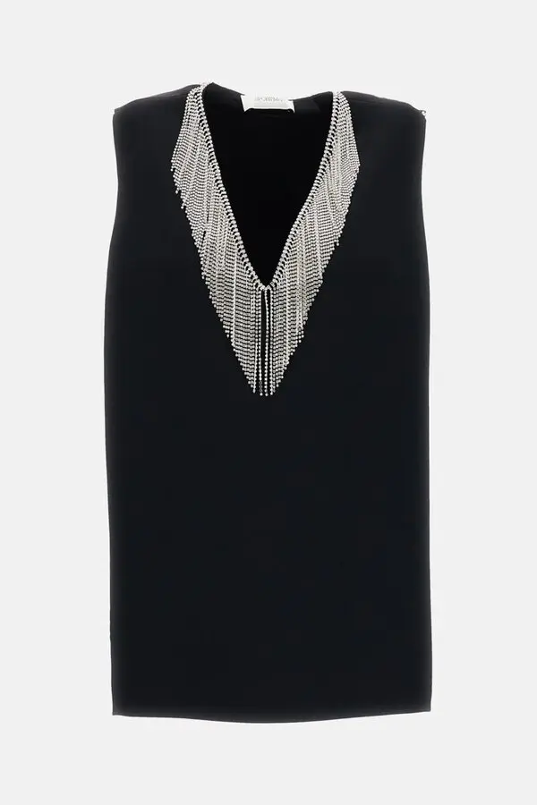 Sportmax Sleeveless Top With Rhinestone Embellishments - Nero