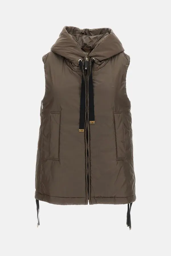 Max Mara Padded Hooded Vest - Brown