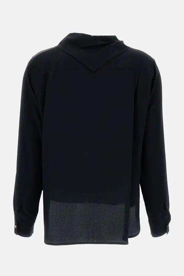 Max Mara Silk Shirt With Integrated Scarf - Black