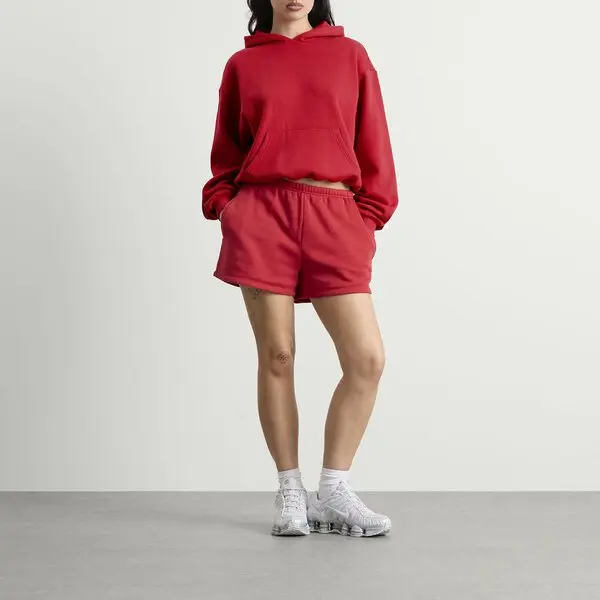 SKIMS Cotton Fleece Classic Zip Up Hoodie - Washed Red