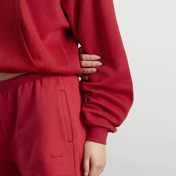 SKIMS Cotton Fleece Classic Zip Up Hoodie - Washed Red