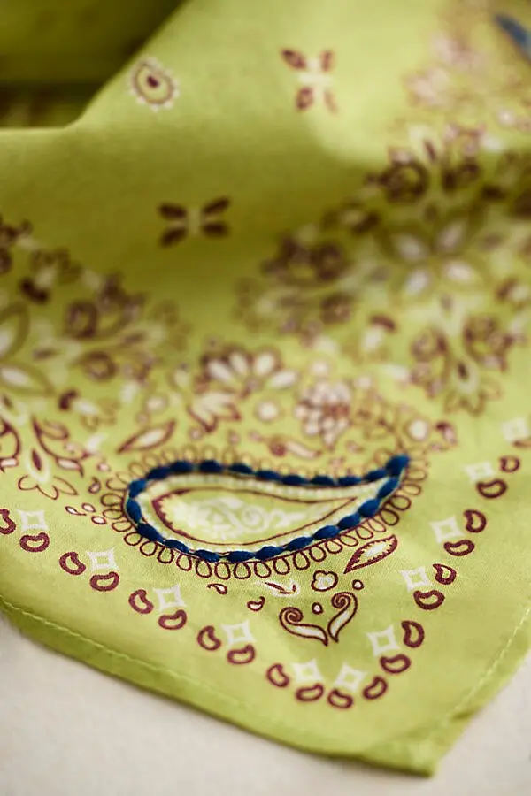 TERRAIN Embroidered Paisley Cotton Bandana