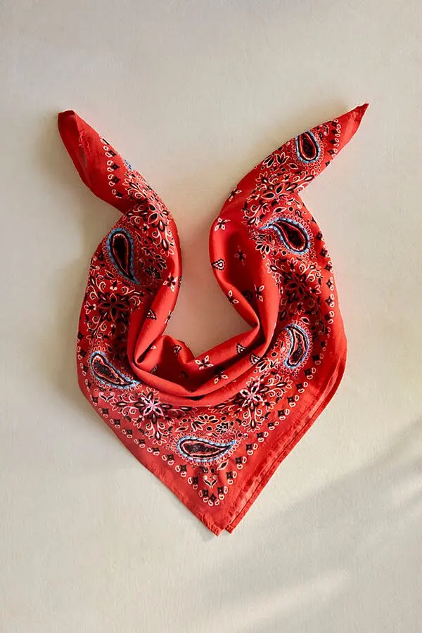 TERRAIN Embroide Paisley Cotton Bandana - Red