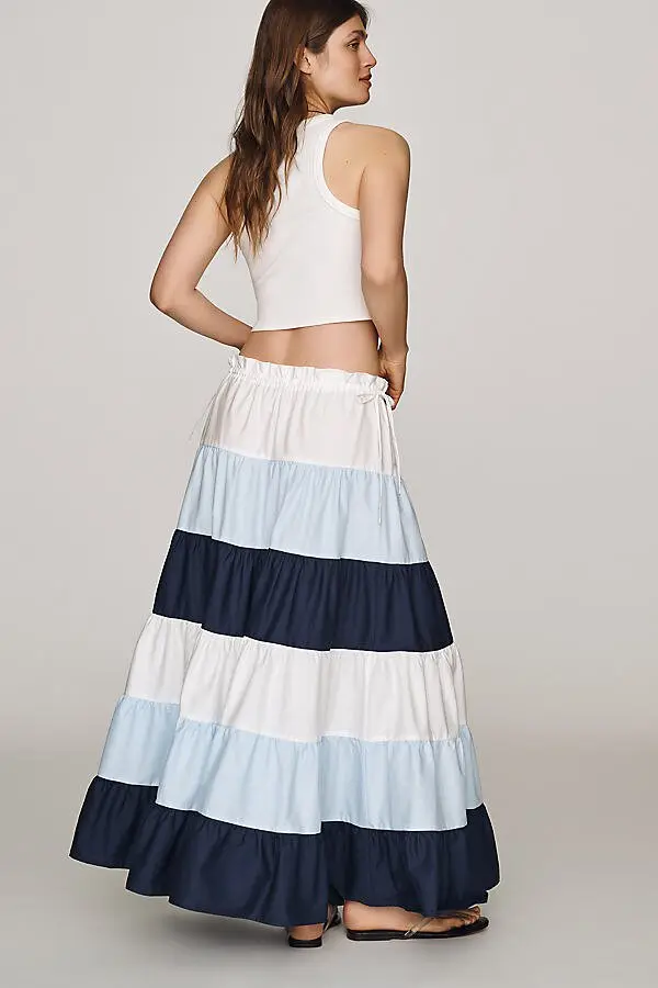HUTCH Cotton Colorblock Maxi Skirt