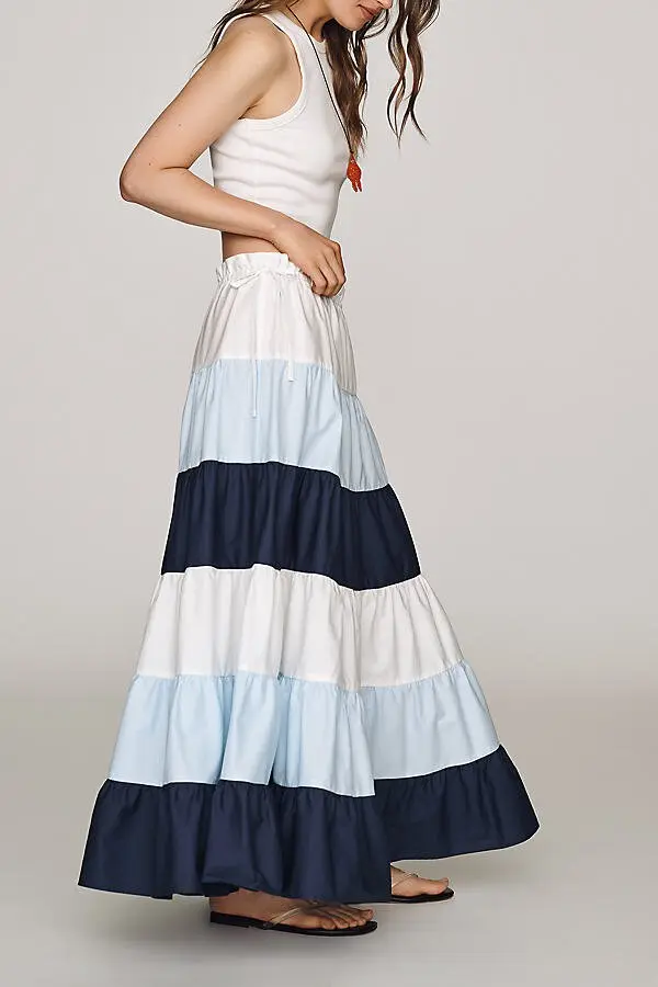 HUTCH Cotton Colorblock Maxi Skirt