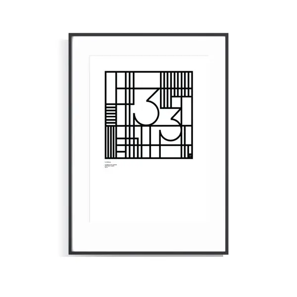 Curiosity Snug Numerology Series – Abstract Lines Number Thirty-three Limited Edition Print - Black