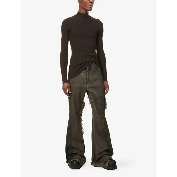 Rick Owens Turtle-neck Ribbed Knit-wool Top
