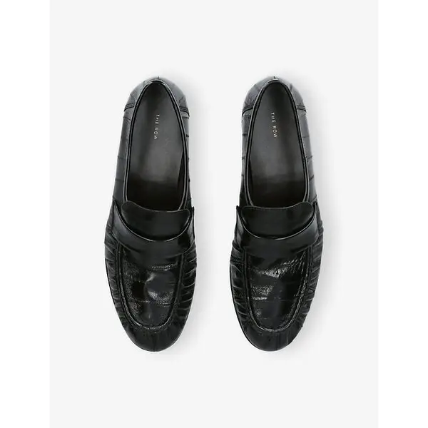 THE ROW Soft Eel Leather Loafers - Black