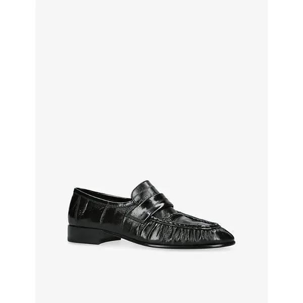 THE ROW Soft Eel Leather Loafers - Black