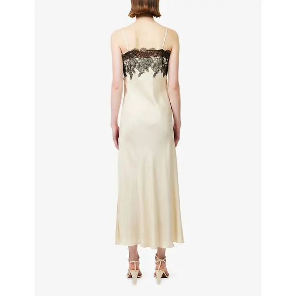 Dissh Lace-trimmed Satin Maxi Dress