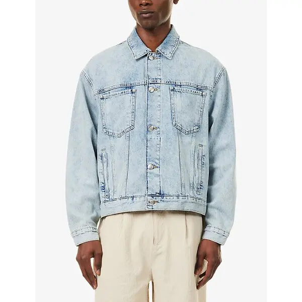 THE COUTURE CLUB Washed Cotton Denim Trucker Jacket