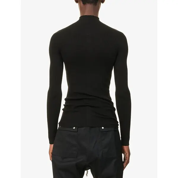 Rick Owens Turtle-neck Ribbed Knit-wool Top