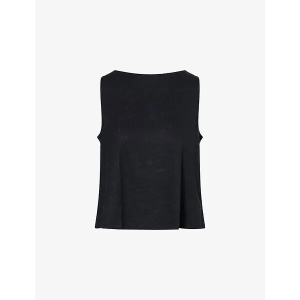 Eberjey Boat-neck Linen Crop Tank