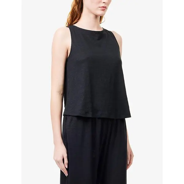 Eberjey Boat-neck Linen Crop Tank