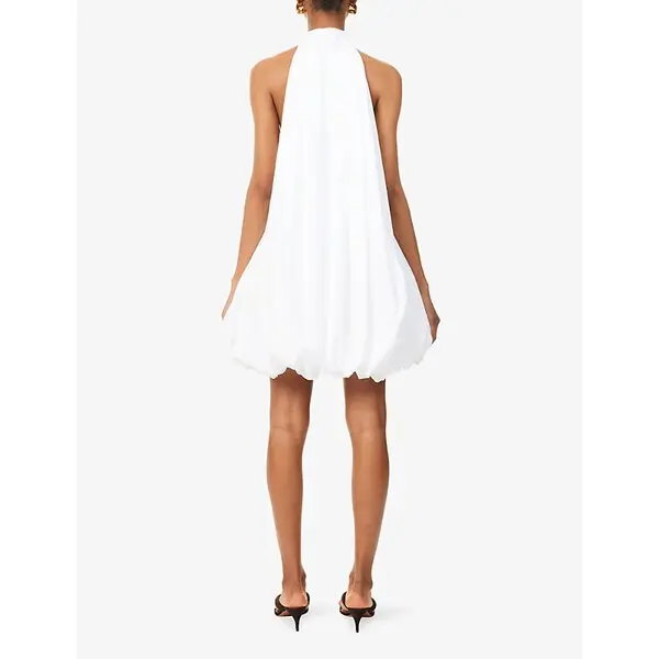 Alaïa Balloon High-neck Cotton Mini Dress - Blanc