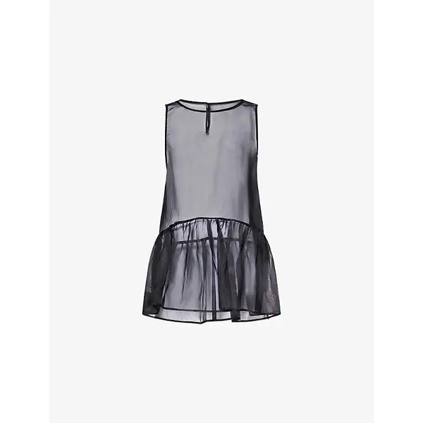 Dissh Sheer Silk Peplum Top