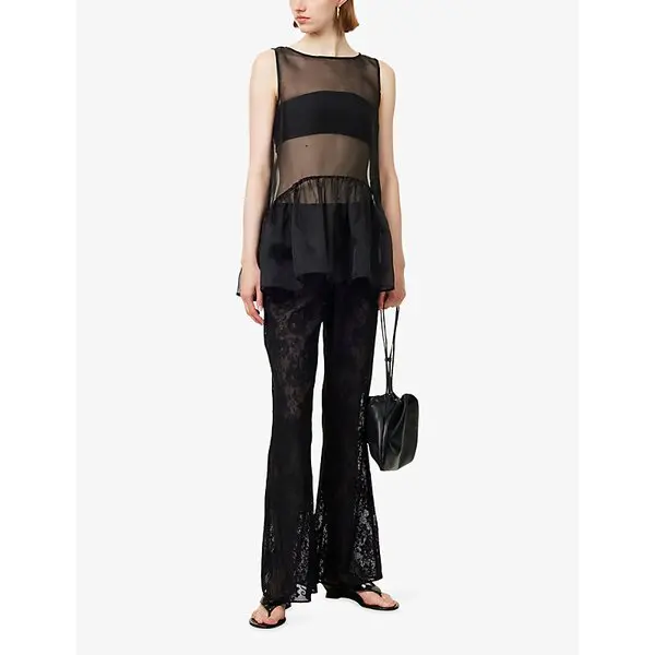 Dissh Sheer Silk Peplum Top