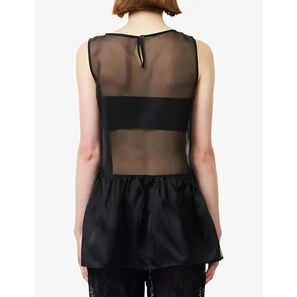 Dissh Sheer Silk Peplum Top