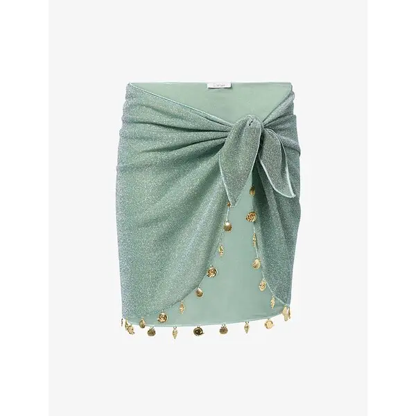 Oseree Lumiere Charm Metallic-knit Cover-up - Aqua